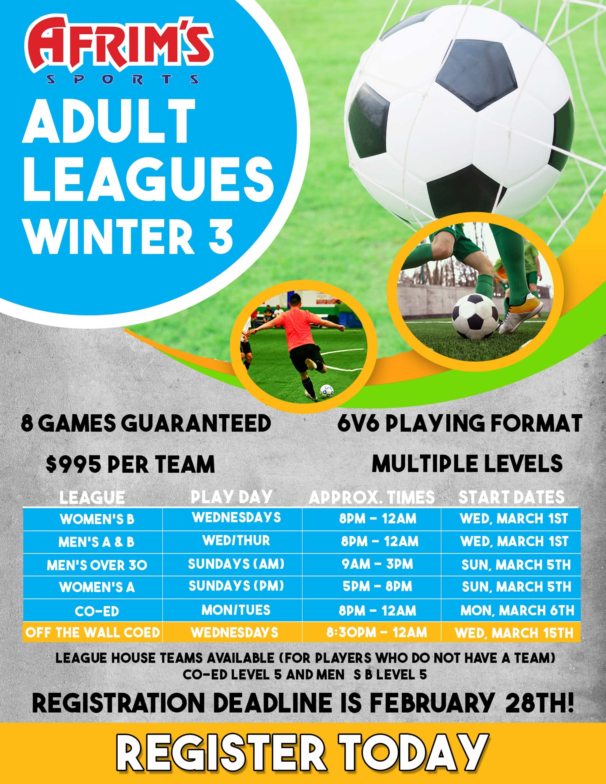 Adult Leagues – Afrim's Sports